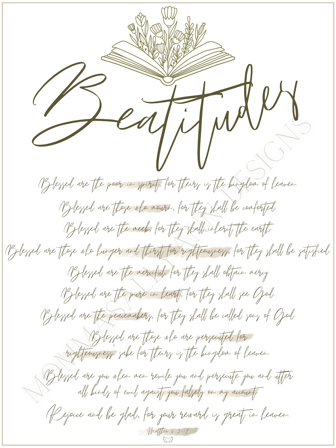 Beatitudes Printable PDF - Etsy