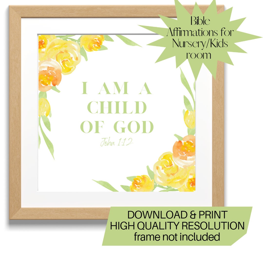 Biblical Affirmations for Kids Nursery Pintables High Resolution ...