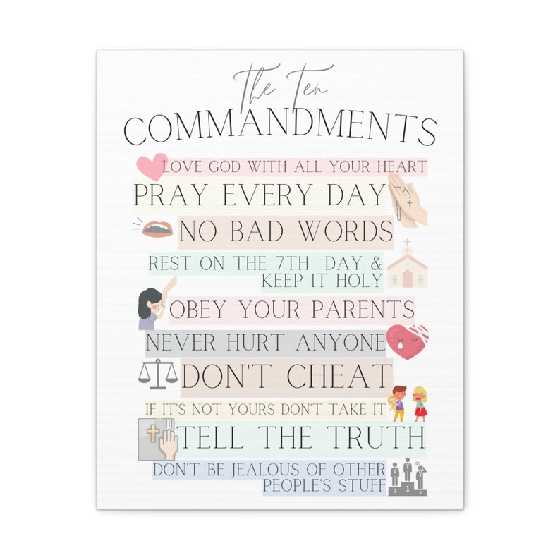 Ten Commandments for Kids Canvas Gallery Wrap - Etsy