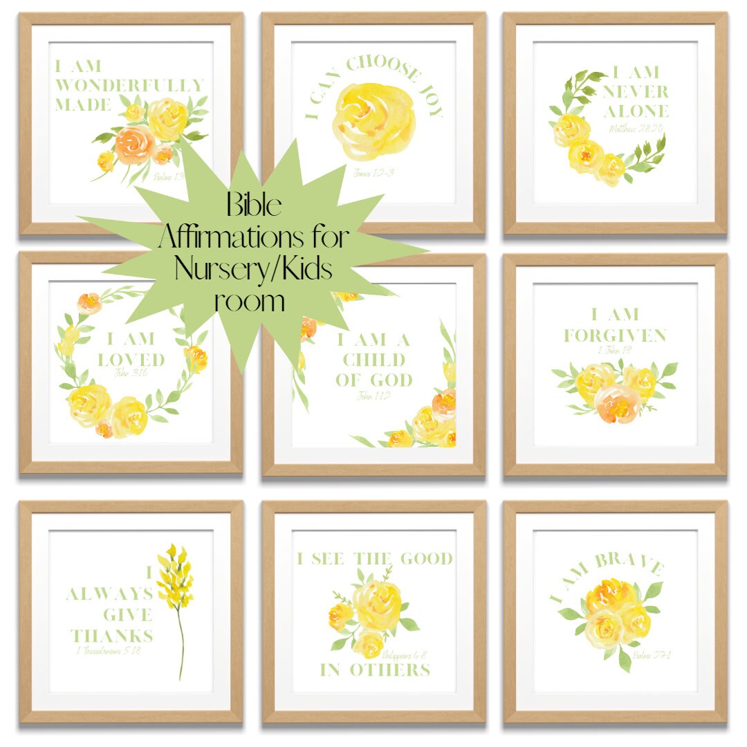 Biblical Affirmations for Kids Nursery Pintables High Resolution ...