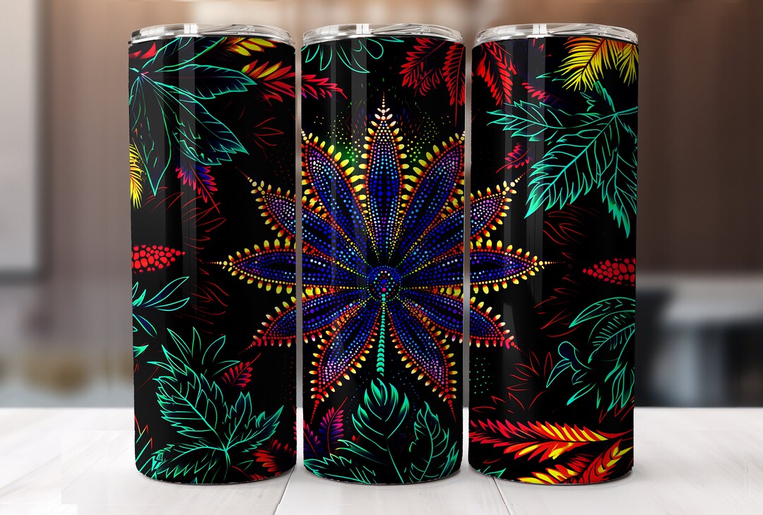 Marijuana Leaf Neon Dot Design Graphic - Etsy