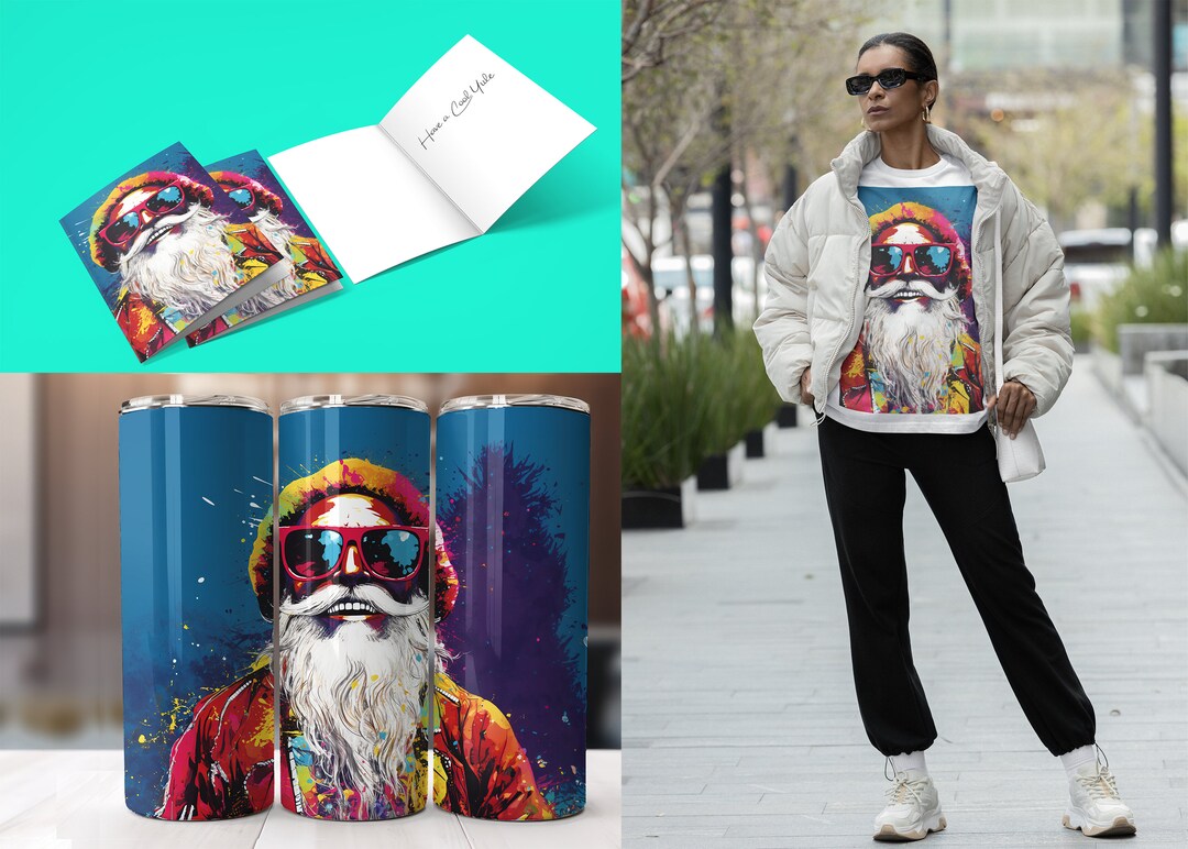 Pop Art Funky Santa 2 - High-resolution Graphic for Greeting Cards - Etsy