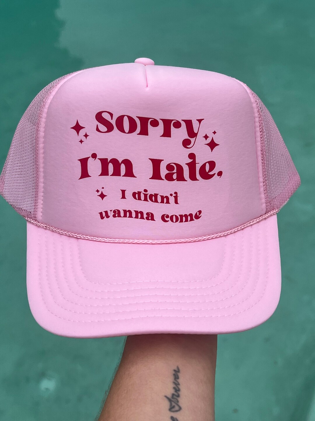 Sorry Im Late Trucker Hat - Etsy