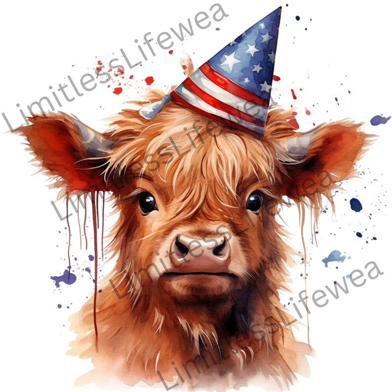 Highland Cow 4th of July PNG, Patriotic Cow Digital Download ...