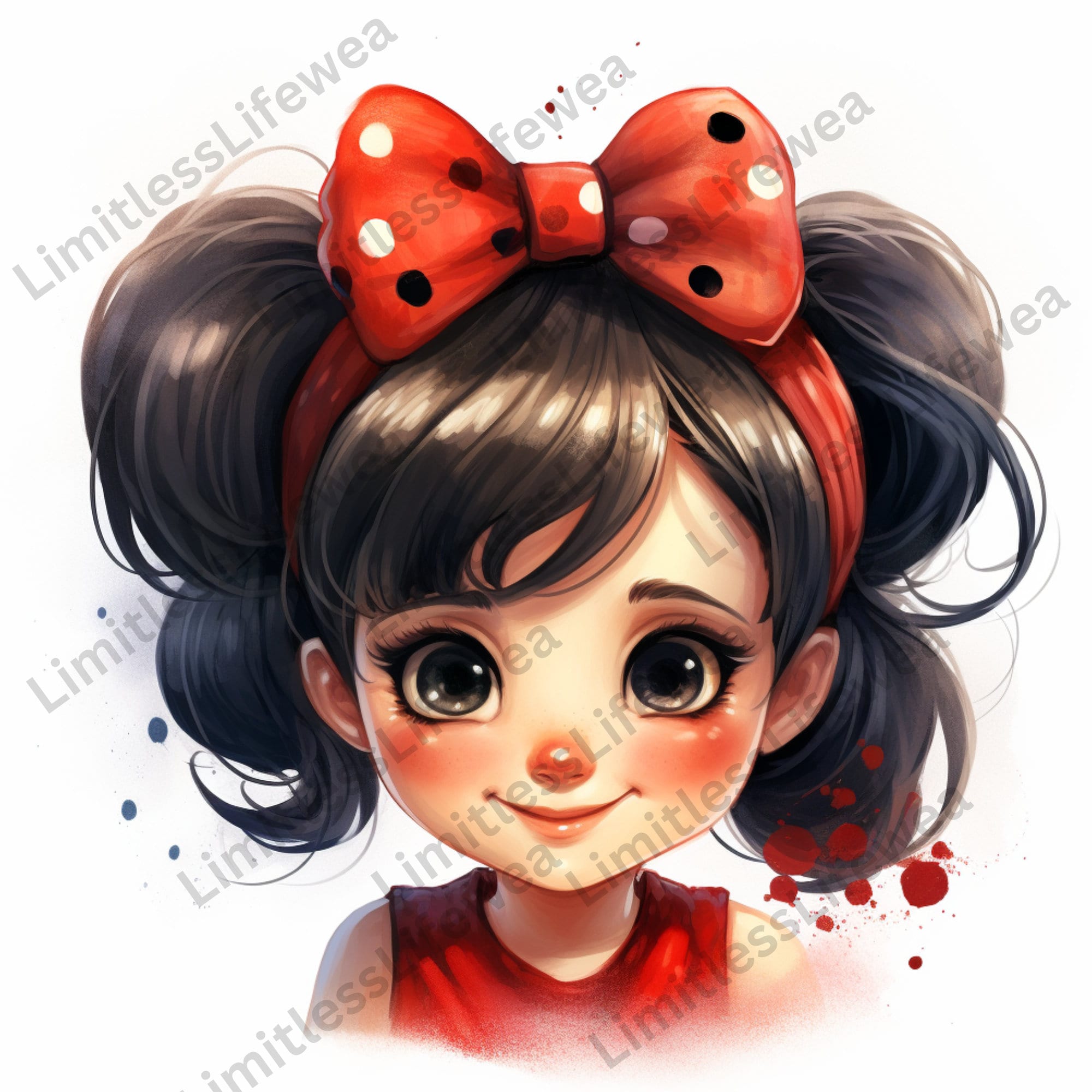 Miraculous Ladybug, Girl With Bow, Watercolor Ladybug, Baby Shower ...