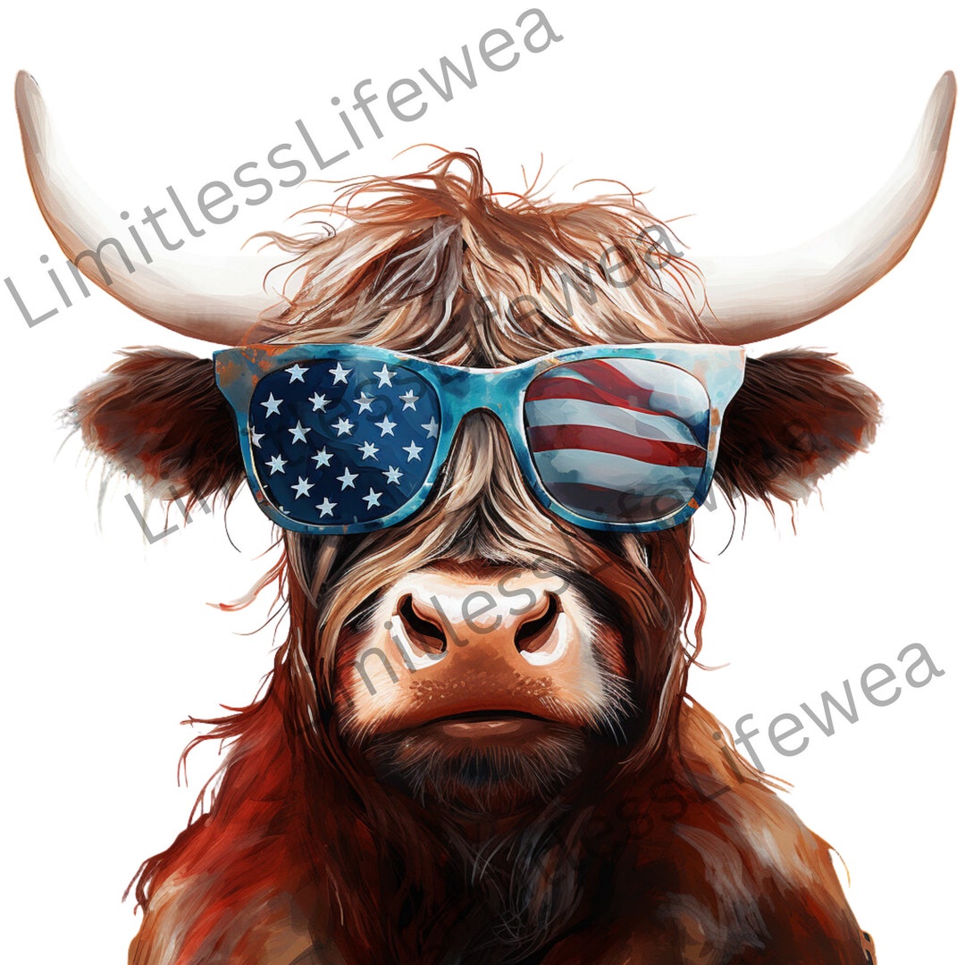Highland Cow 4th of July PNG, Patriotic Cow Digital Download ...