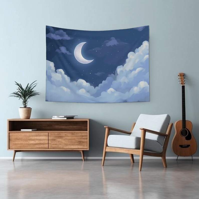 Night Sky Tapestry Tranquil Wall Art Bedroom Decor Indoor Wall ...