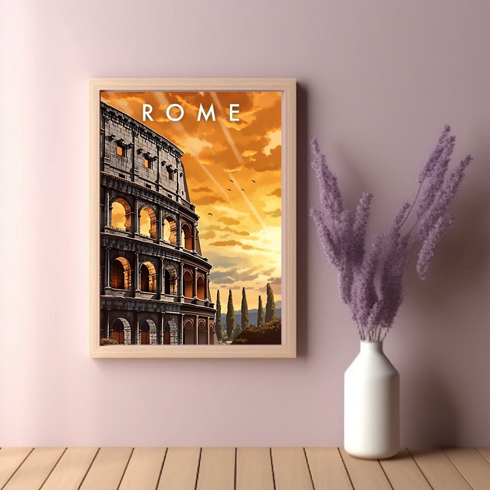 Rome Colosseum Digital Art, City Wall Art, Travel Print, Travel Poster ...