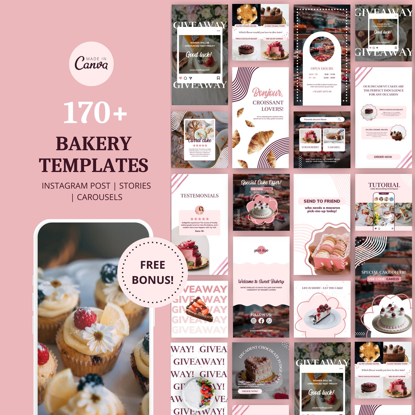 Bakery Instagram Templates, Cafe Instagram Template, Bakery IG ...