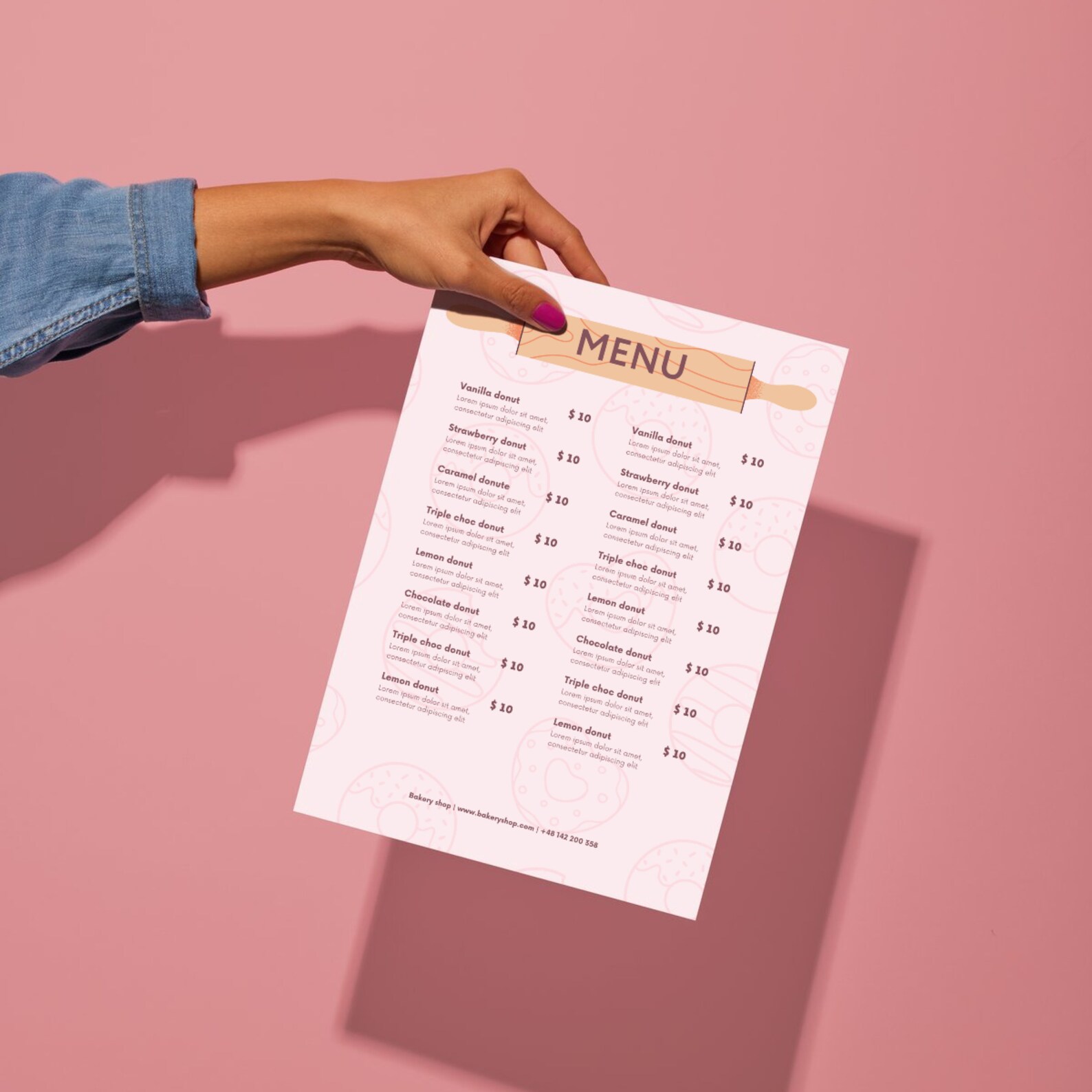 Donut Menu Templates, Bakery Template, Bakery Business, Donut Price ...