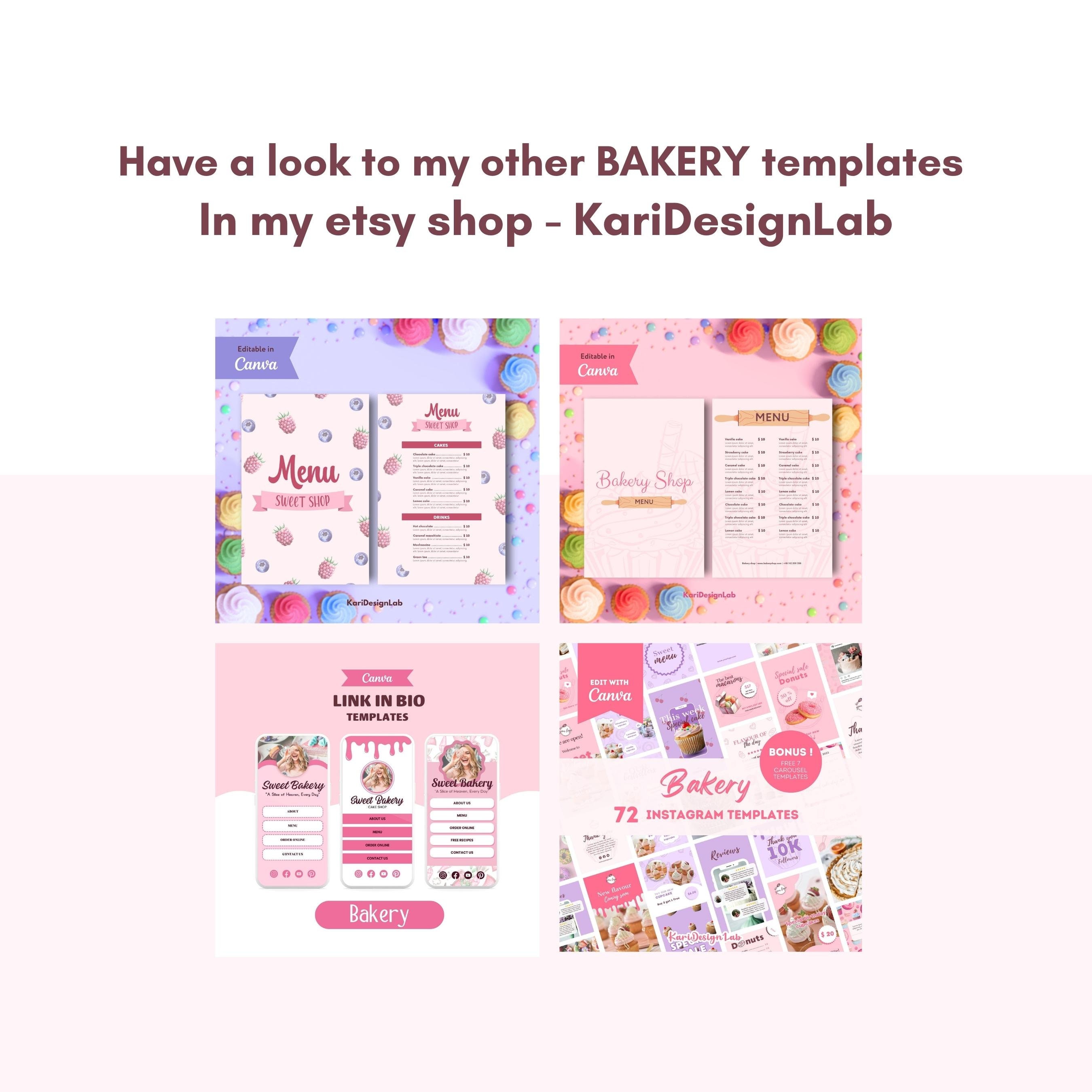 Pink Bakery Menu Template, Editable Dessert Price List (canva) - Etsy