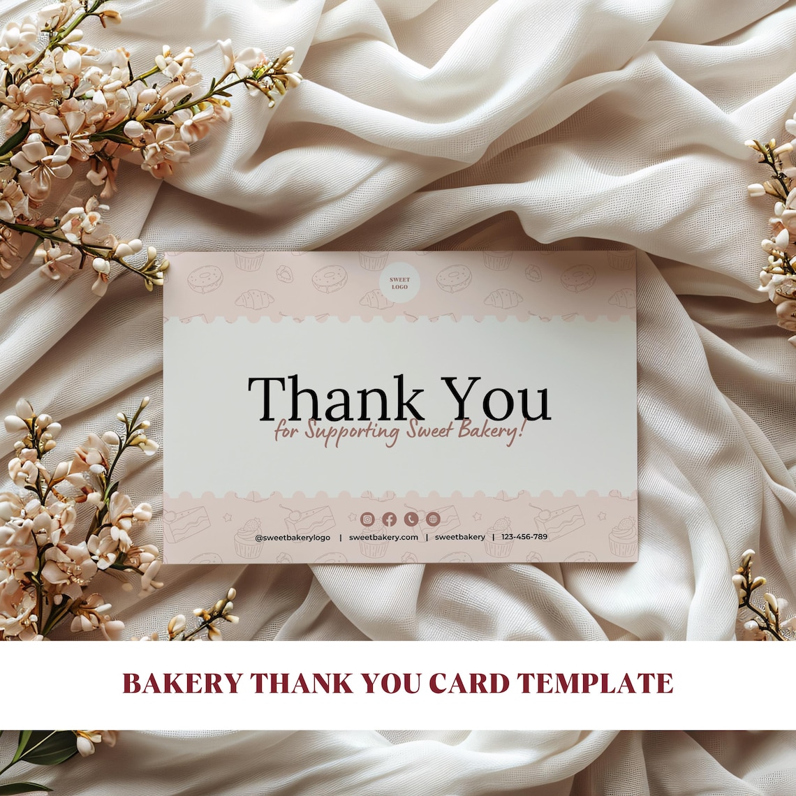 Bakery Thank You Card Template, Editable in Canva (digital Download) - Etsy