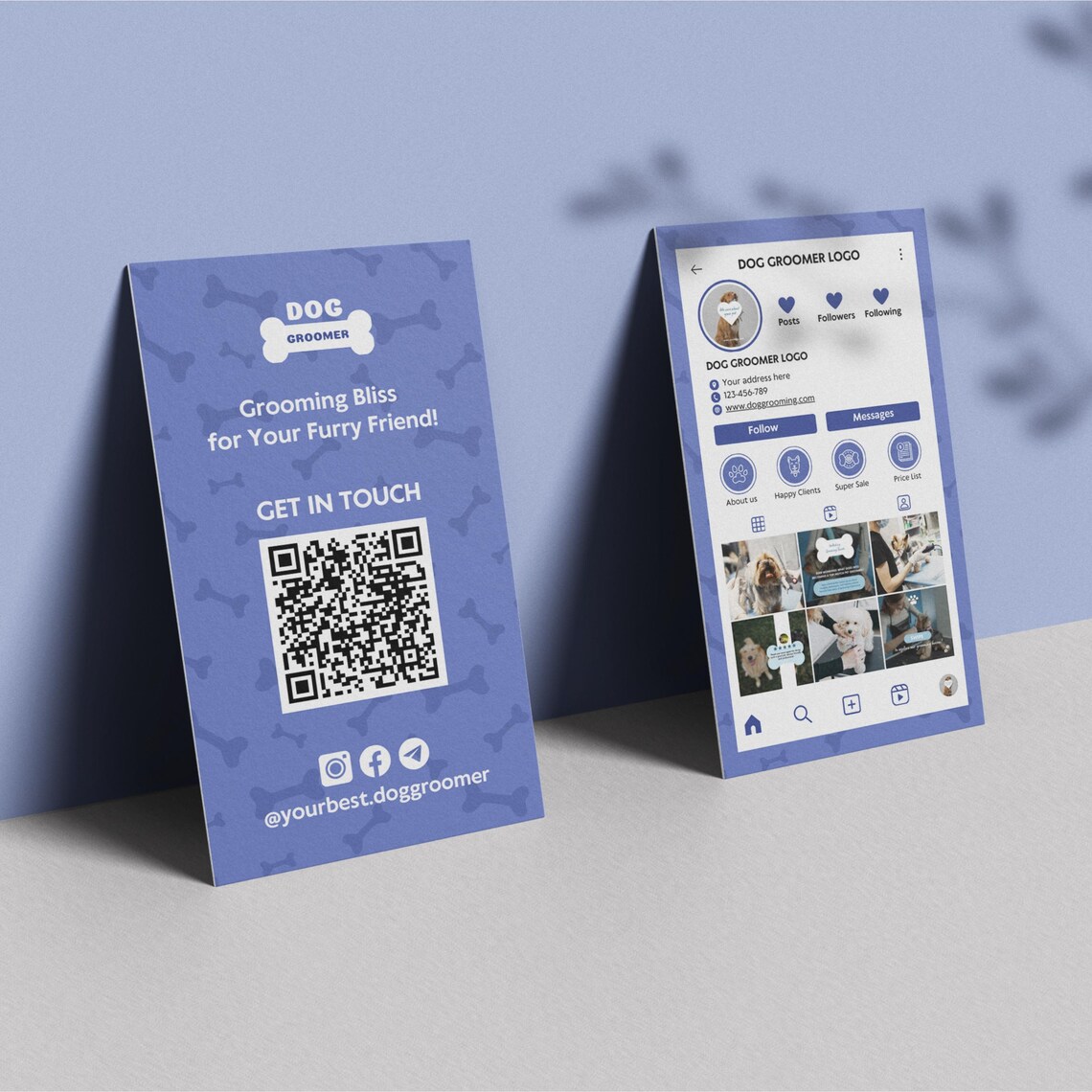 Dog Groomer Business Card Template, Dog Grooming, Dog Business Card ...