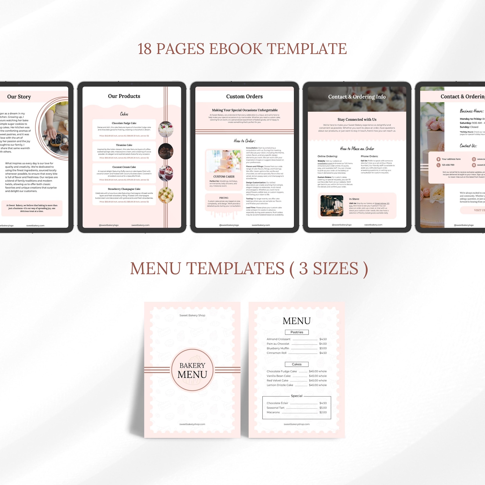 Bakery Business Templates Bundle, Editable Branding Kit (digital ...