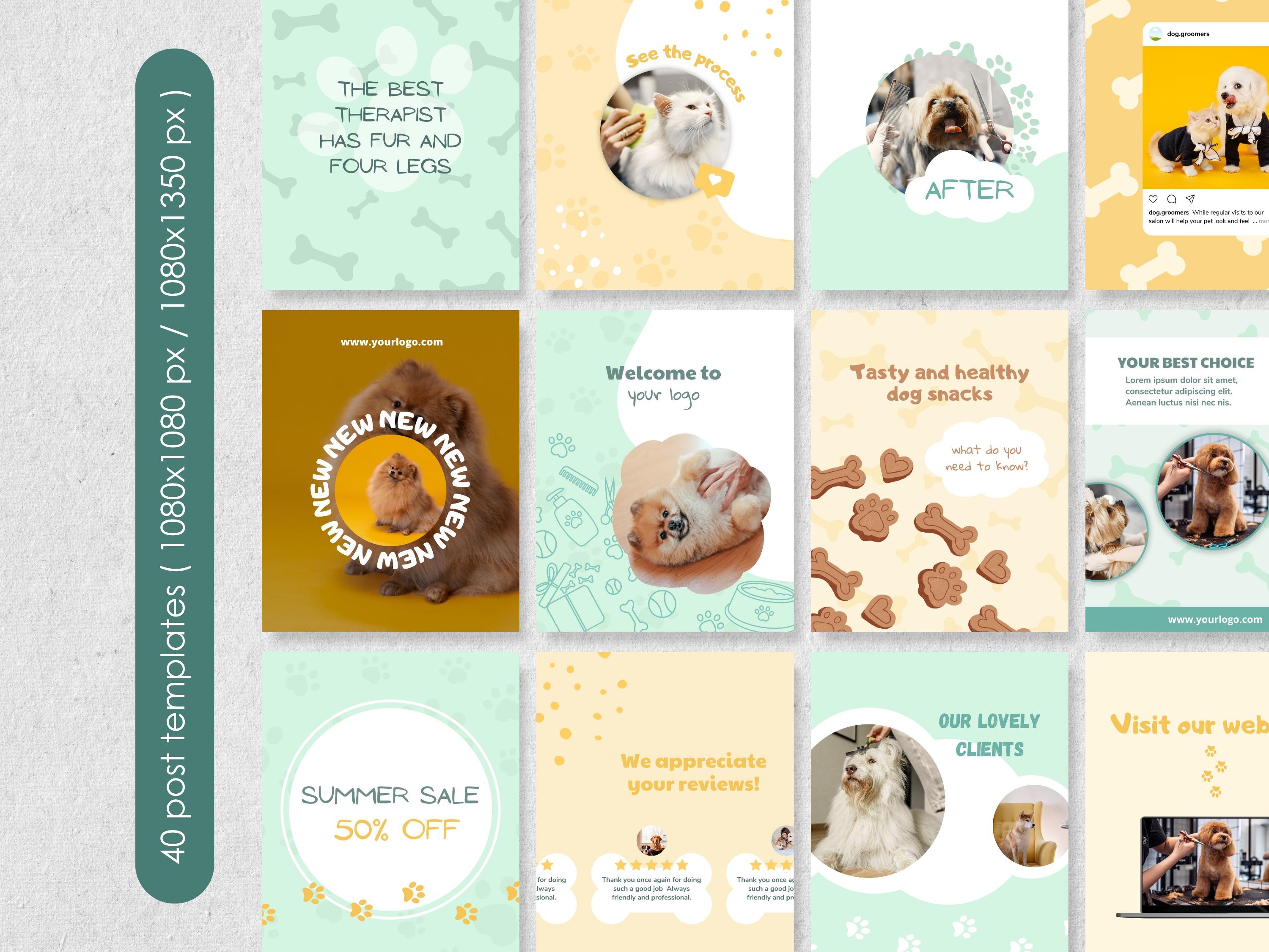 Dog Instagram Templates, Groomer Post and Story, Canva (digital ...