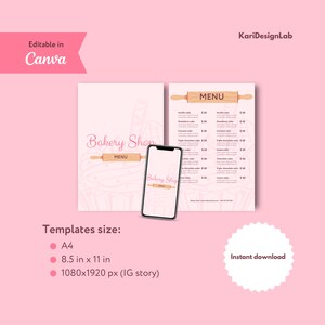 Editable Pink Bakery Menu Template, Cake Price List (canva) - Etsy