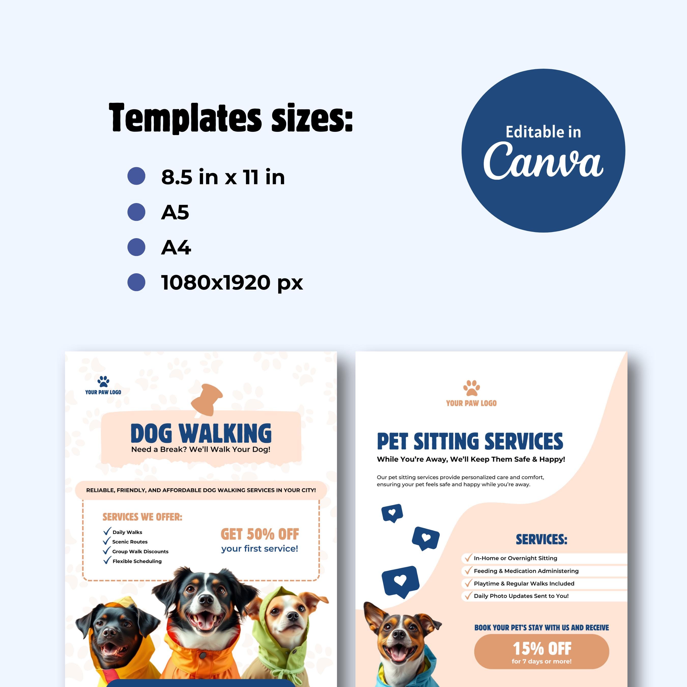 Dog Walker Flyer, Pet Walker Flyer, Pet Sitter Flyer, Dog Walker ...
