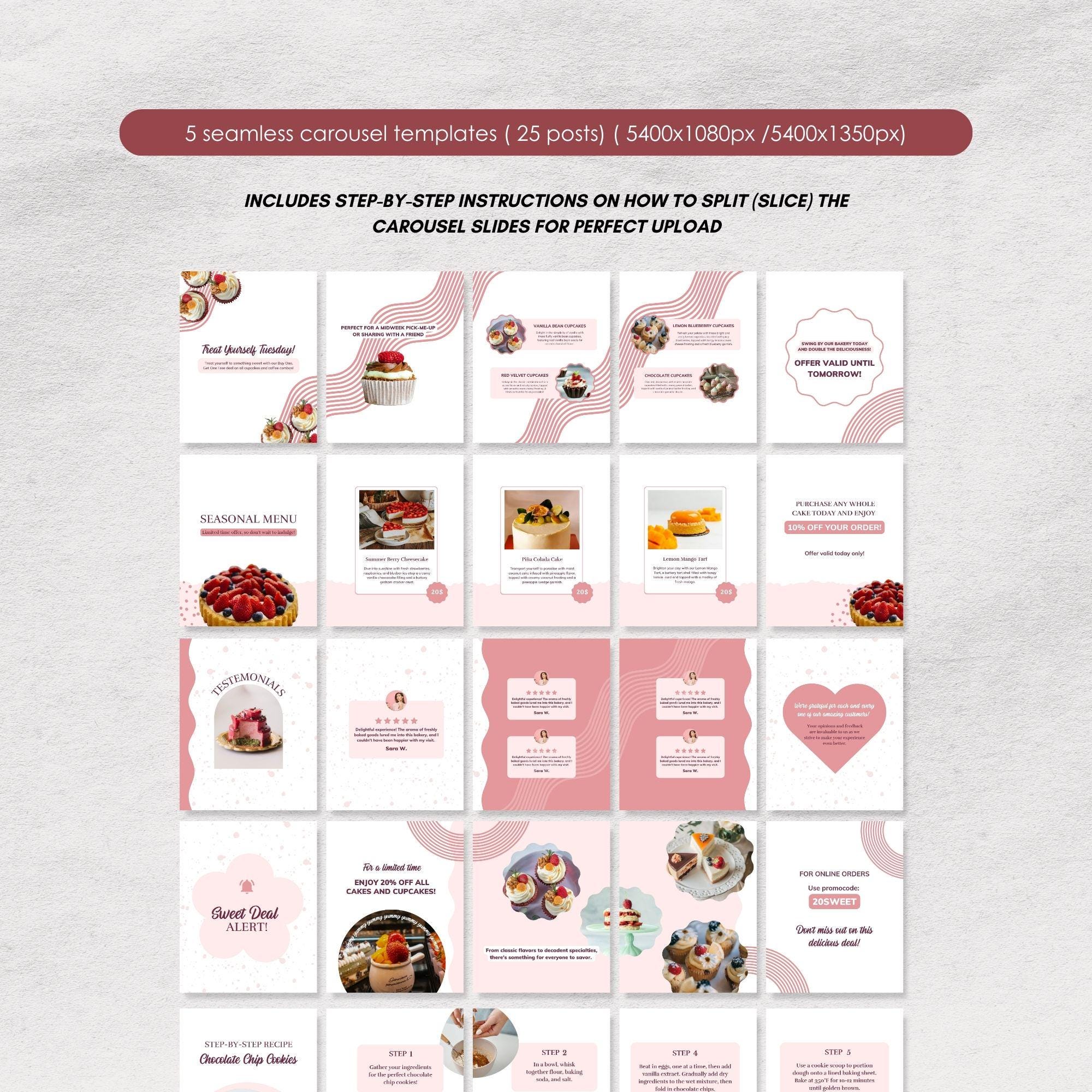 Pastel Bakery Instagram Templates, Food IG Posts (digital Download) - Etsy