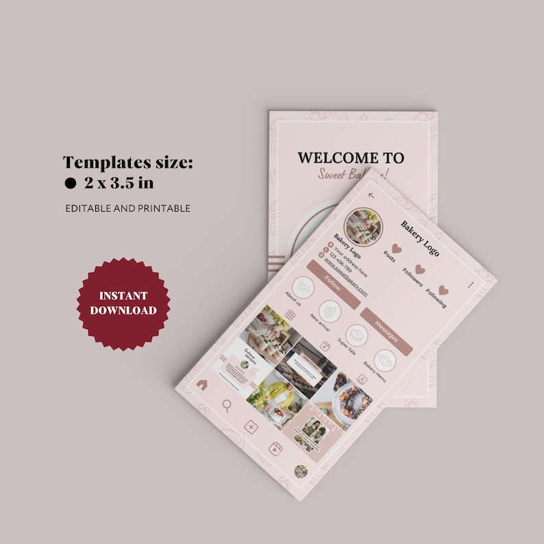 Bakery Business Card Template, QR Code, Instagram (canva Editable) - Etsy
