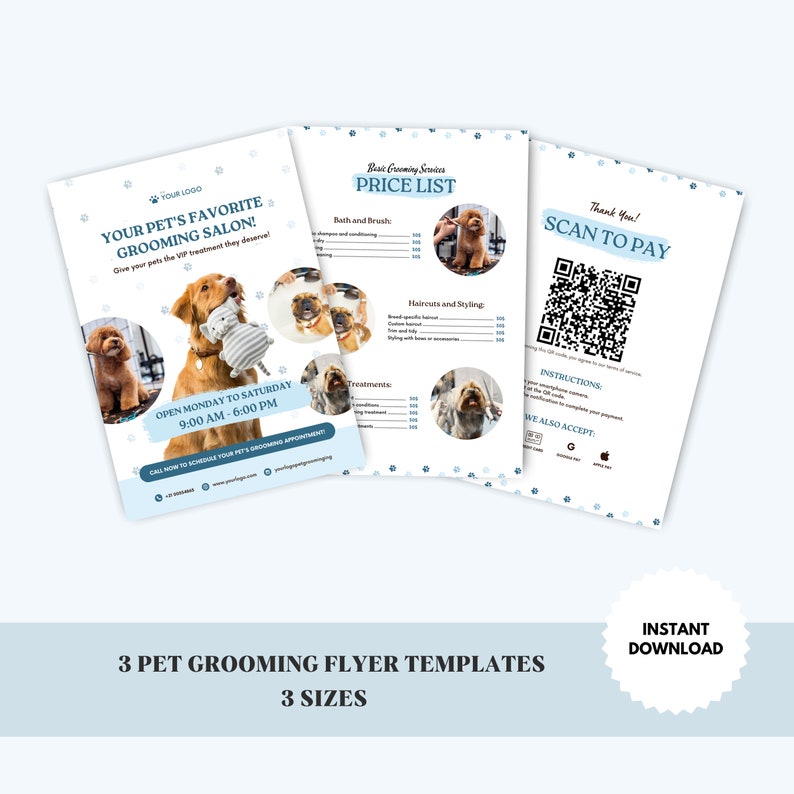 Dog Grooming Flyer Template, Pet Business Flyer Template, Dog Grooming ...