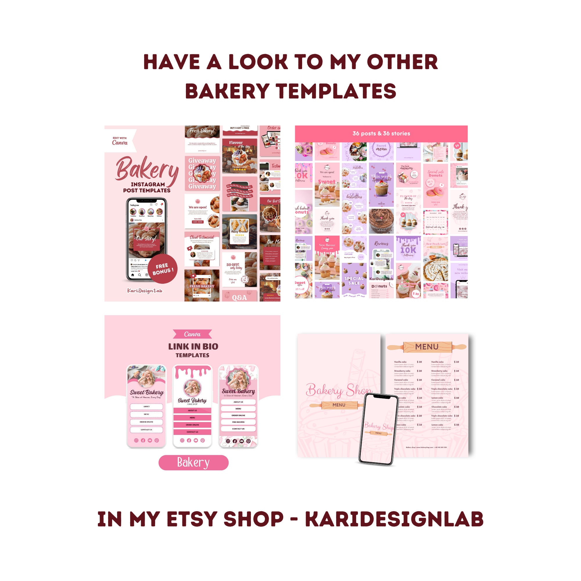 102 Bakery Instagram Templates, Cafe Instagram Template, Bakery IG ...
