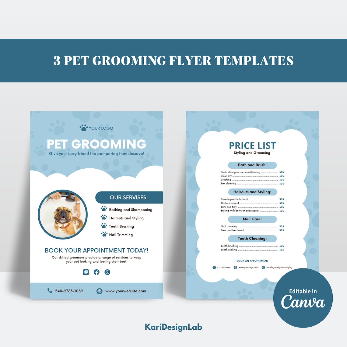 Dog Grooming Flyer Template, Pet Business Flyer Template, Dog Grooming ...