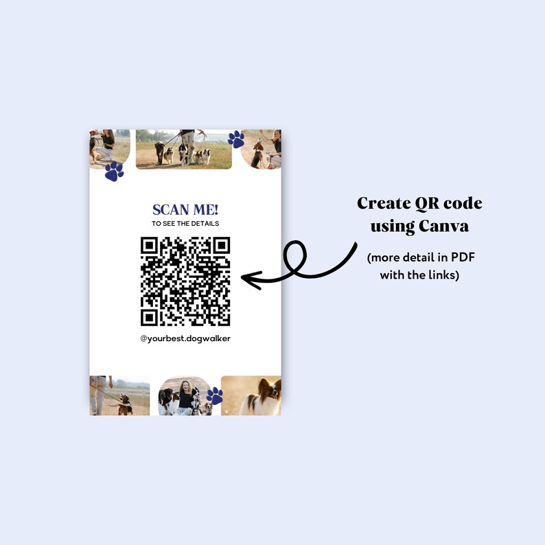 Dog Walker Flyer Template, Pet Business Price List, QR Code Sign ...