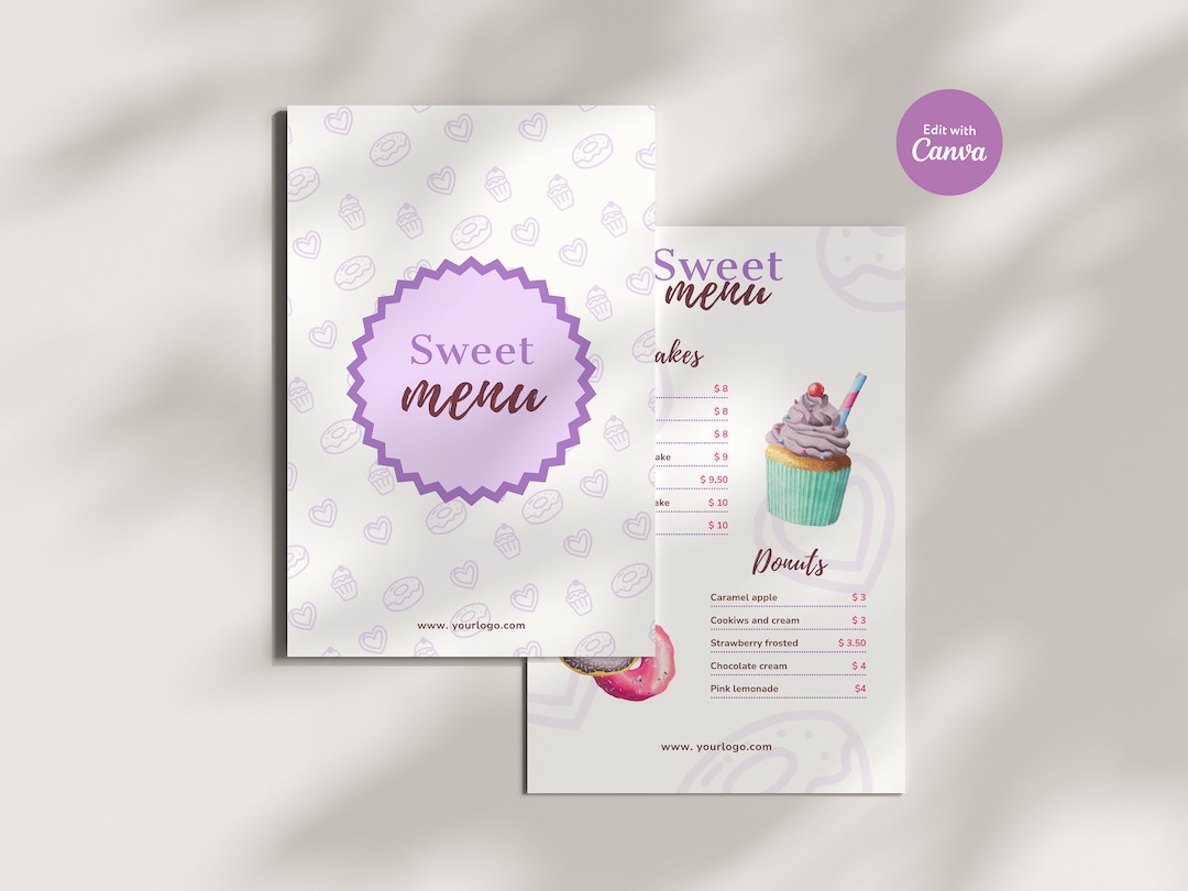 Editable Bakery Menu Template, Cafe Price List (canva) (digital ...