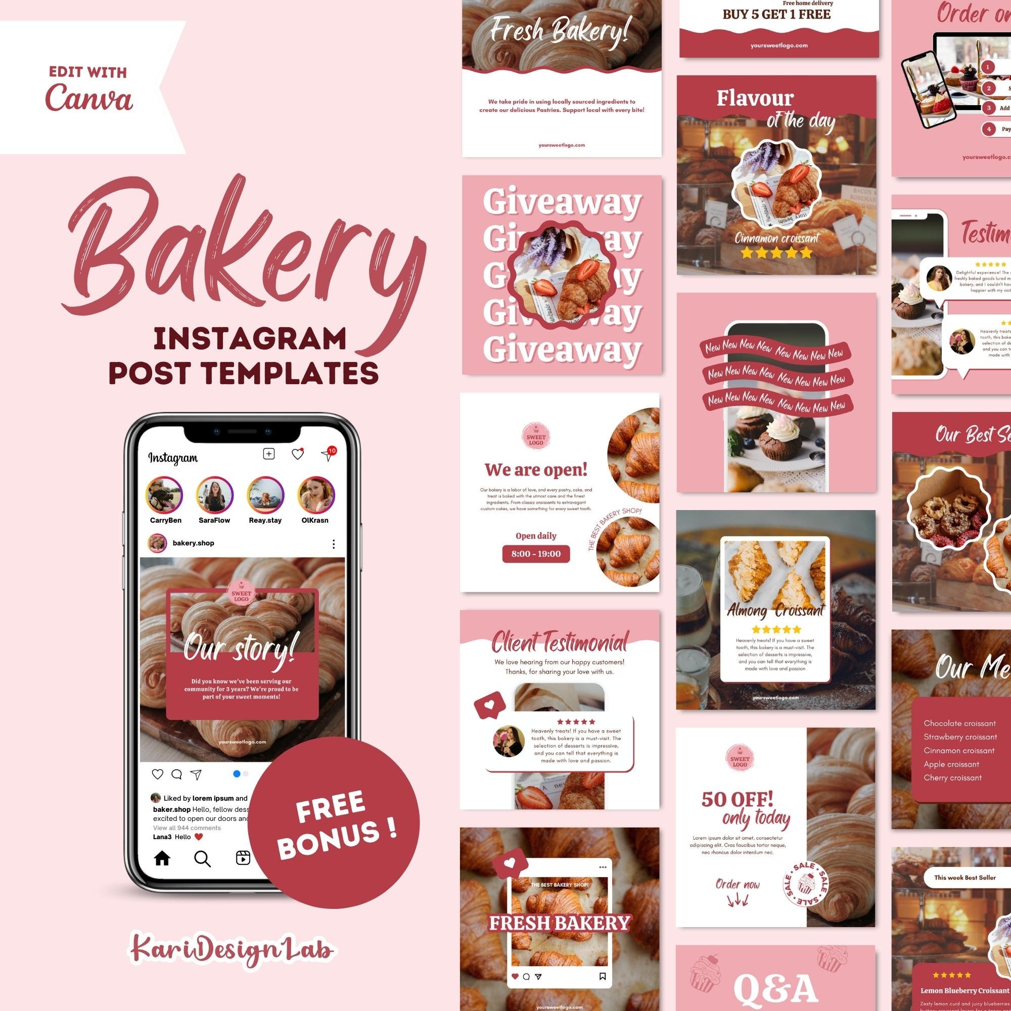 Bakery Instagram Templates, Cafe Instagram Template, Bakery IG ...