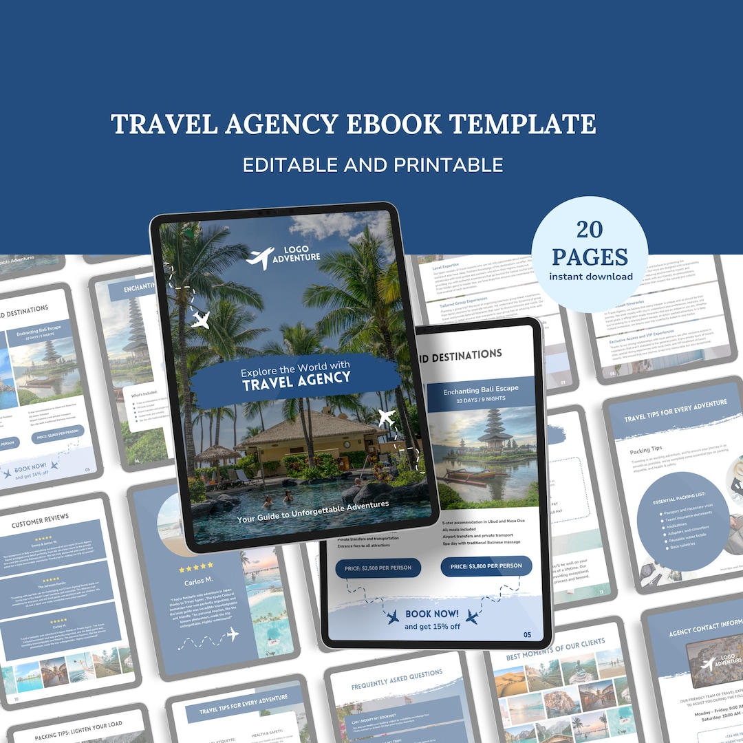 Travel Agent Ebook Editable Template, Travel Ebook Template, Travel ...