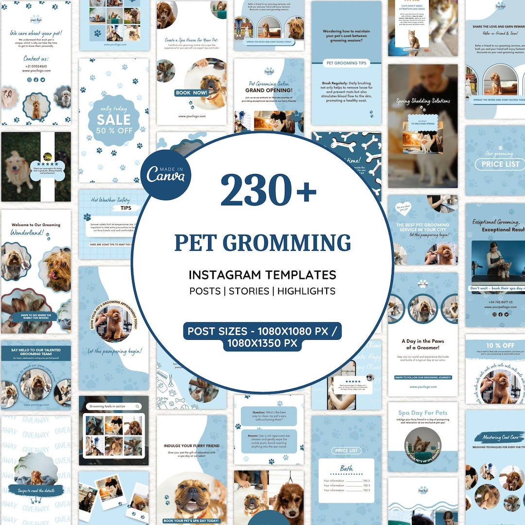 230+ Pet Grooming Instagram Templates, Canva Editable Posts & Stories ...