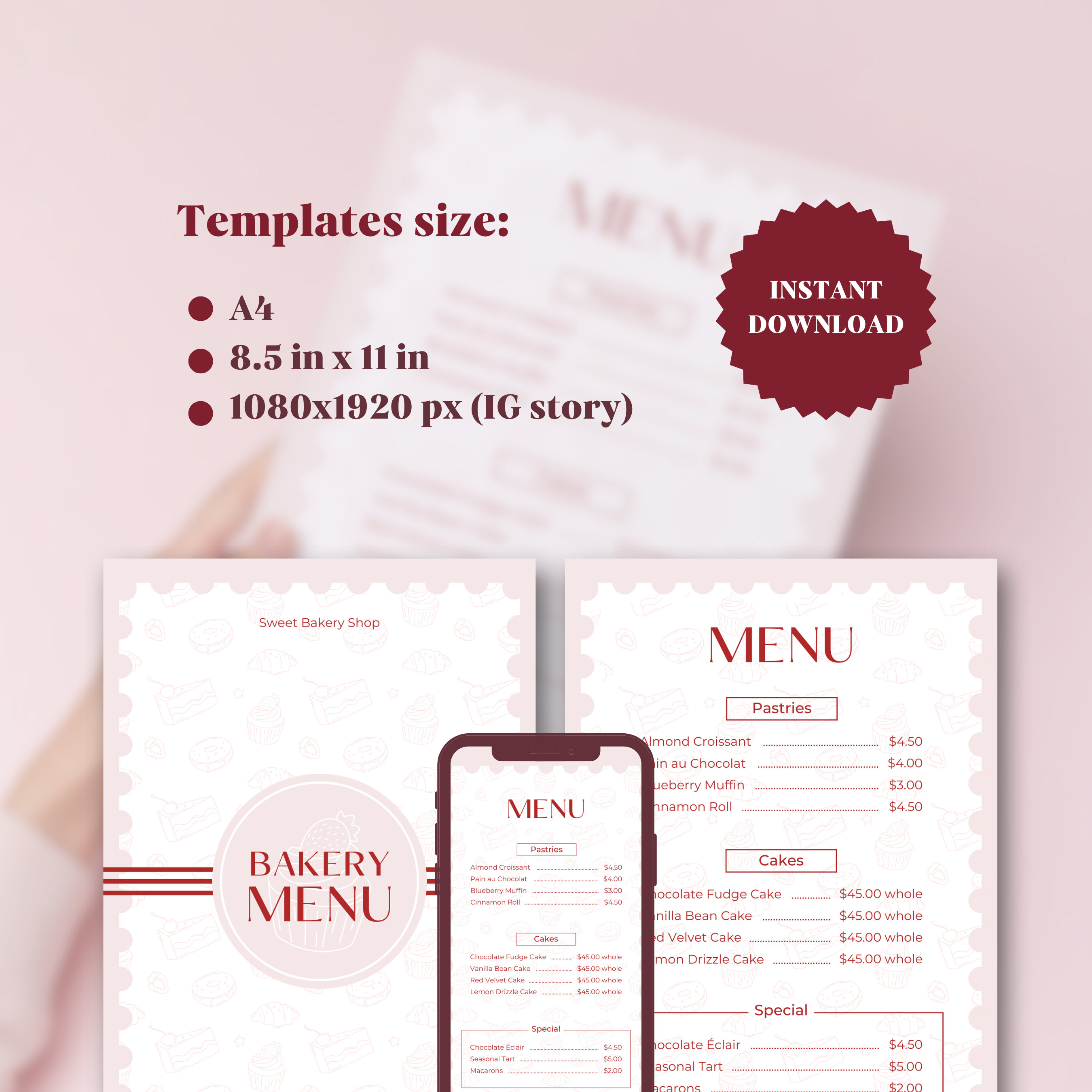 Bakery Menu, Bakery Price List, Cake Price List, Editable Price List ...