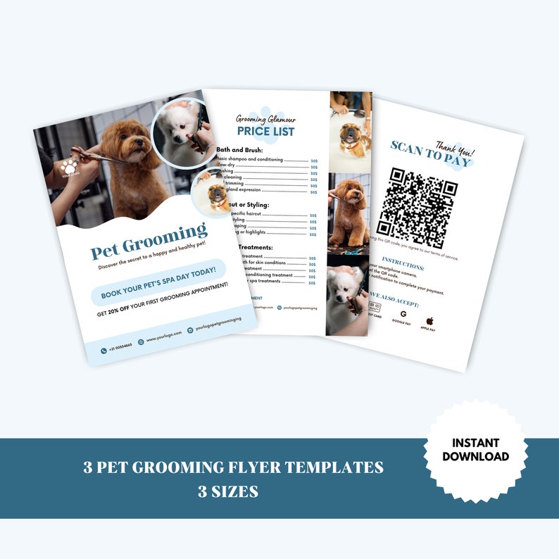 Dog Grooming Flyer Template, Pet Business Flyer Template, Dog Grooming ...