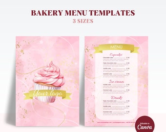 Editable Pink Bakery Menu Template, Cake Price List (canva) - Etsy
