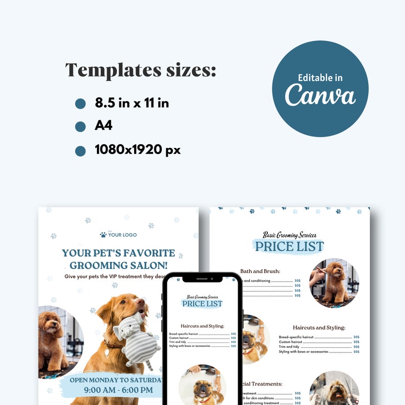 Dog Grooming Flyer Template, Pet Business Flyer Template, Dog Grooming ...