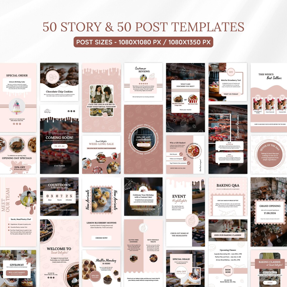 Bakery Business Templates Bundle, Editable Branding Kit (digital ...