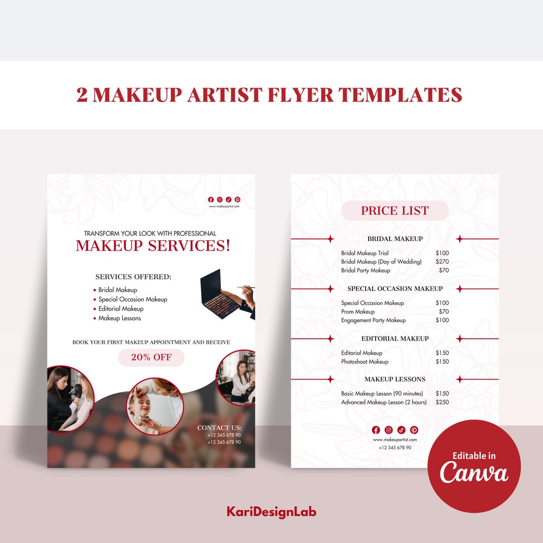 Makeup Flyer Templates, Makeup Artist Flyer, Price List Flyer Templates ...