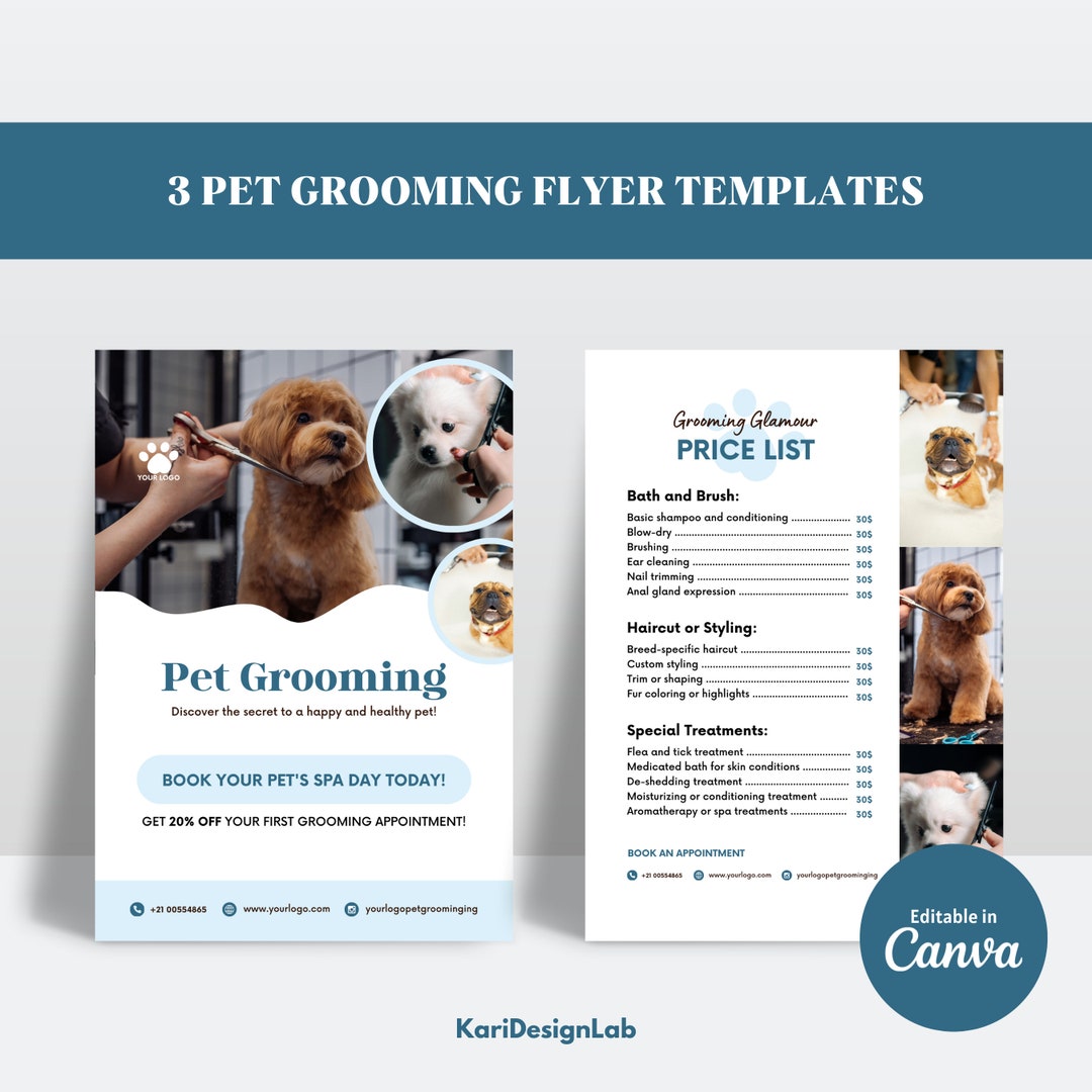 Dog Grooming Flyer Template, Pet Business Flyer Template, Dog Grooming ...