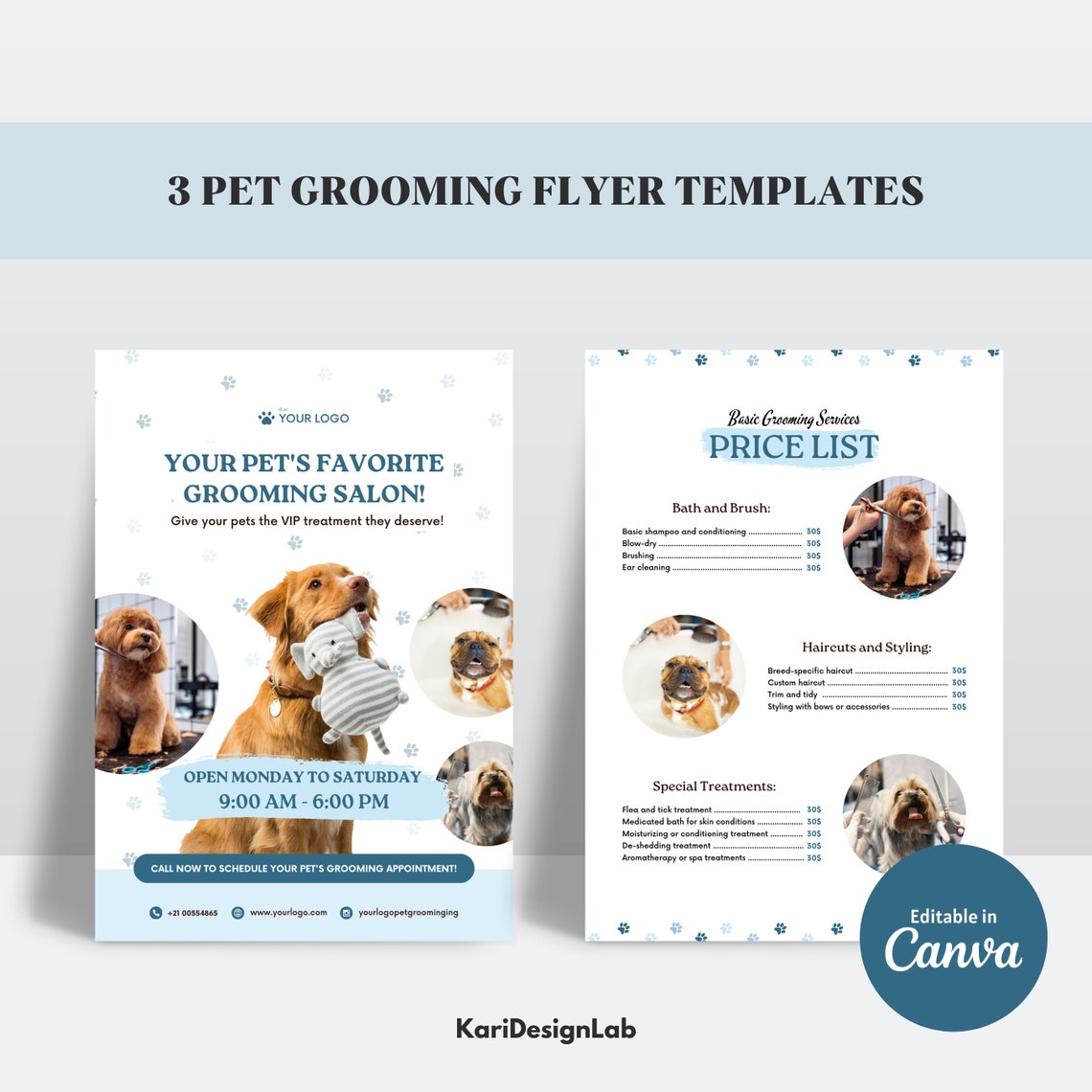 Dog Grooming Flyer Template, Pet Business Flyer Template, Dog Grooming ...