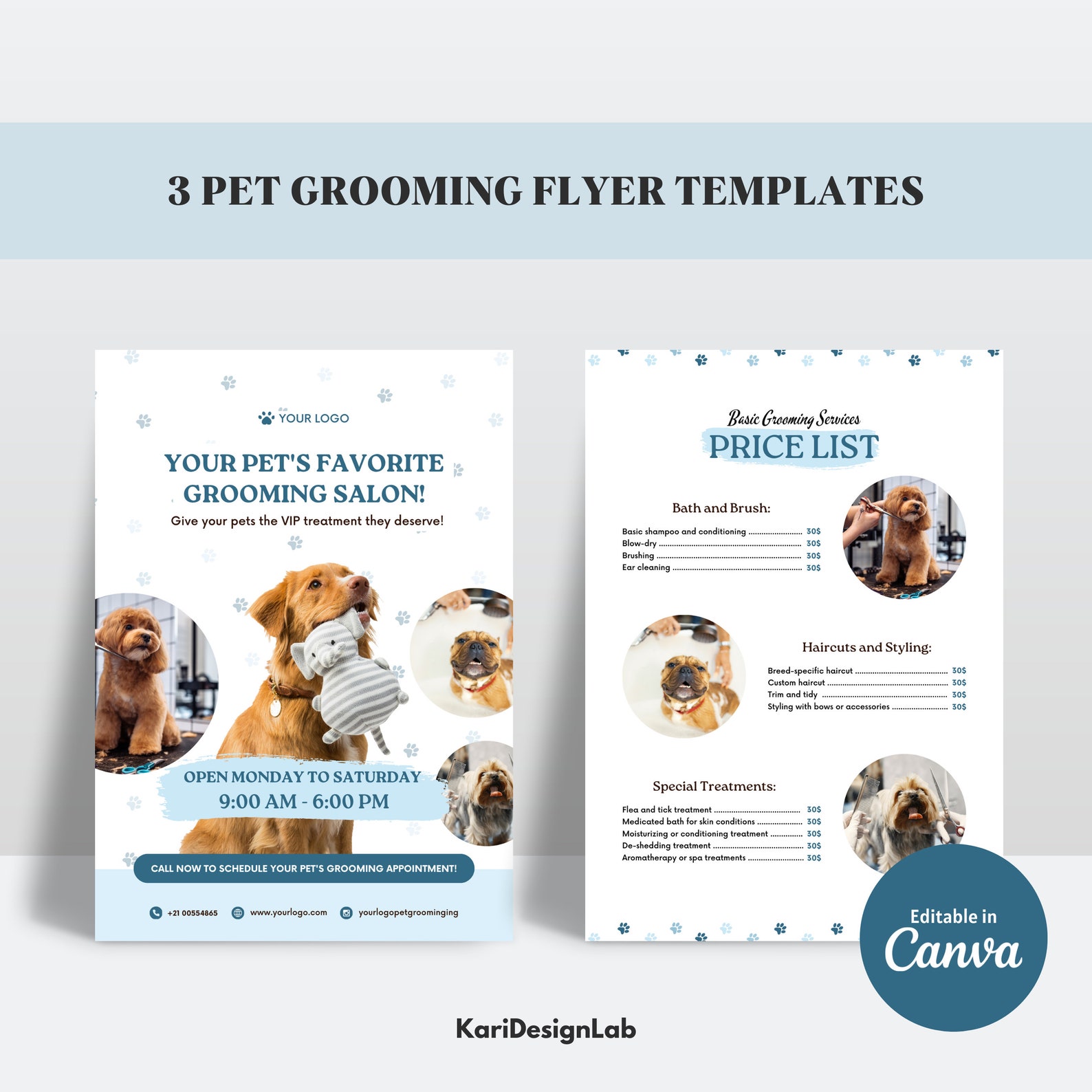 Dog Grooming Flyer Template, Pet Business Flyer Template, Dog Grooming ...