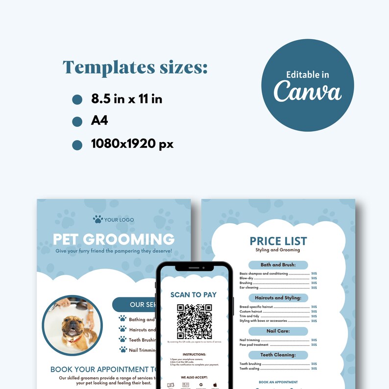 Dog Grooming Flyer Template, Pet Business Flyer Template, Dog Grooming ...