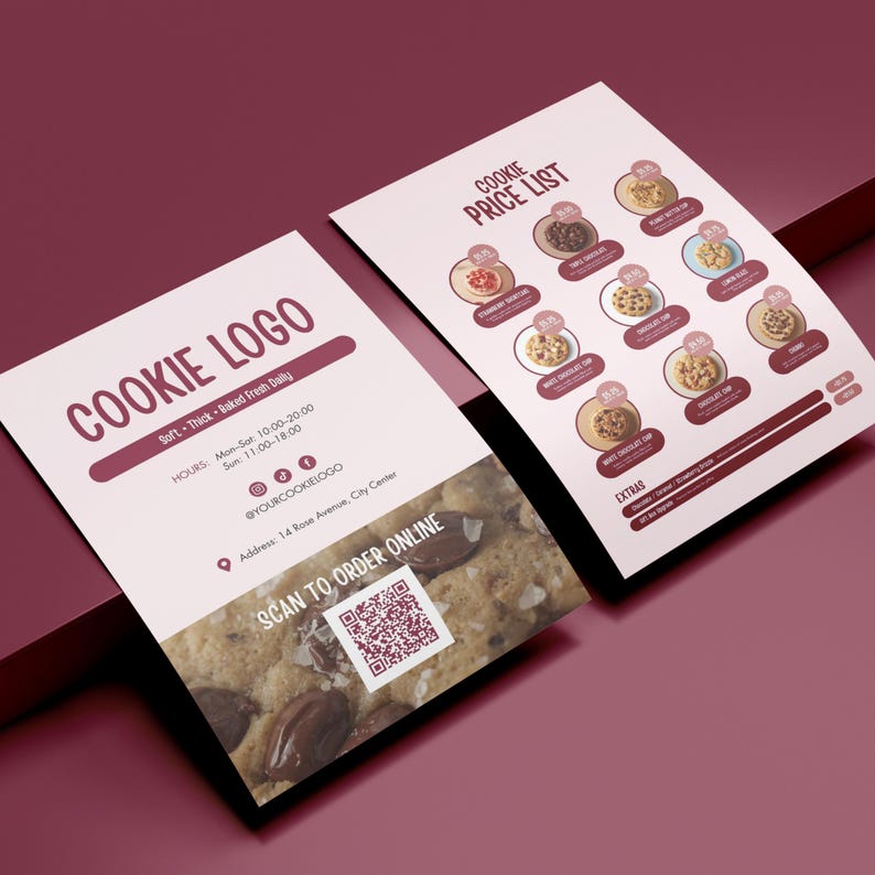 Editable Cookie Price List Template | Bakery Menu Canva (digital ...