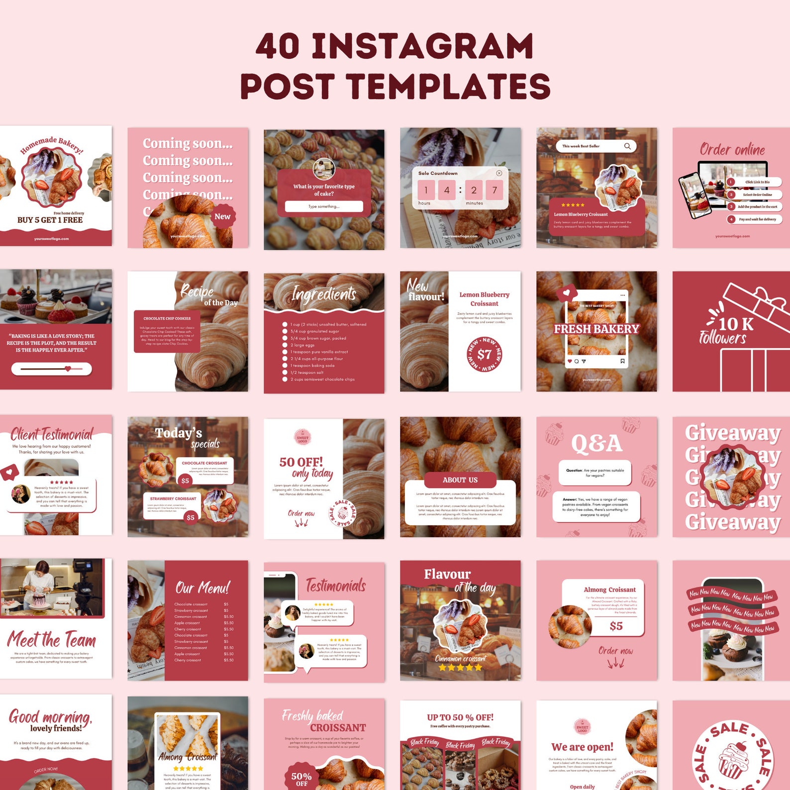 102 Bakery Instagram Templates, Cafe Instagram Template, Bakery IG ...