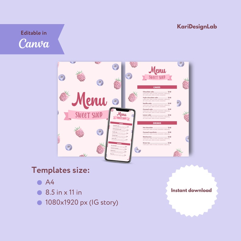 Bakery Menu, Bakery Price List, Cake Price List, Cafe Menu, Editable ...