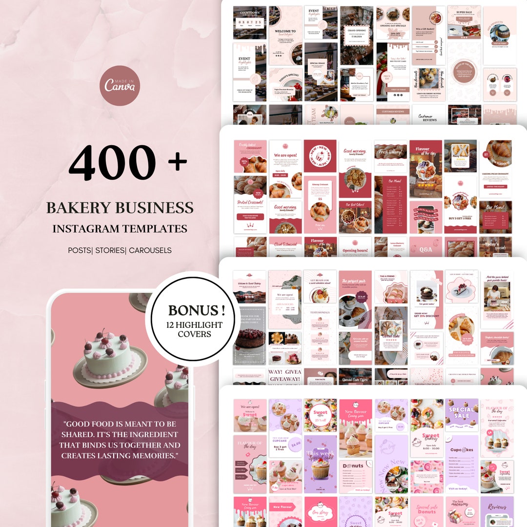 400 Bakery Instagram Templates, Bakery Business Templates, Cake ...
