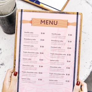 Editable Pink Bakery Menu Template, Cake Price List (canva) - Etsy