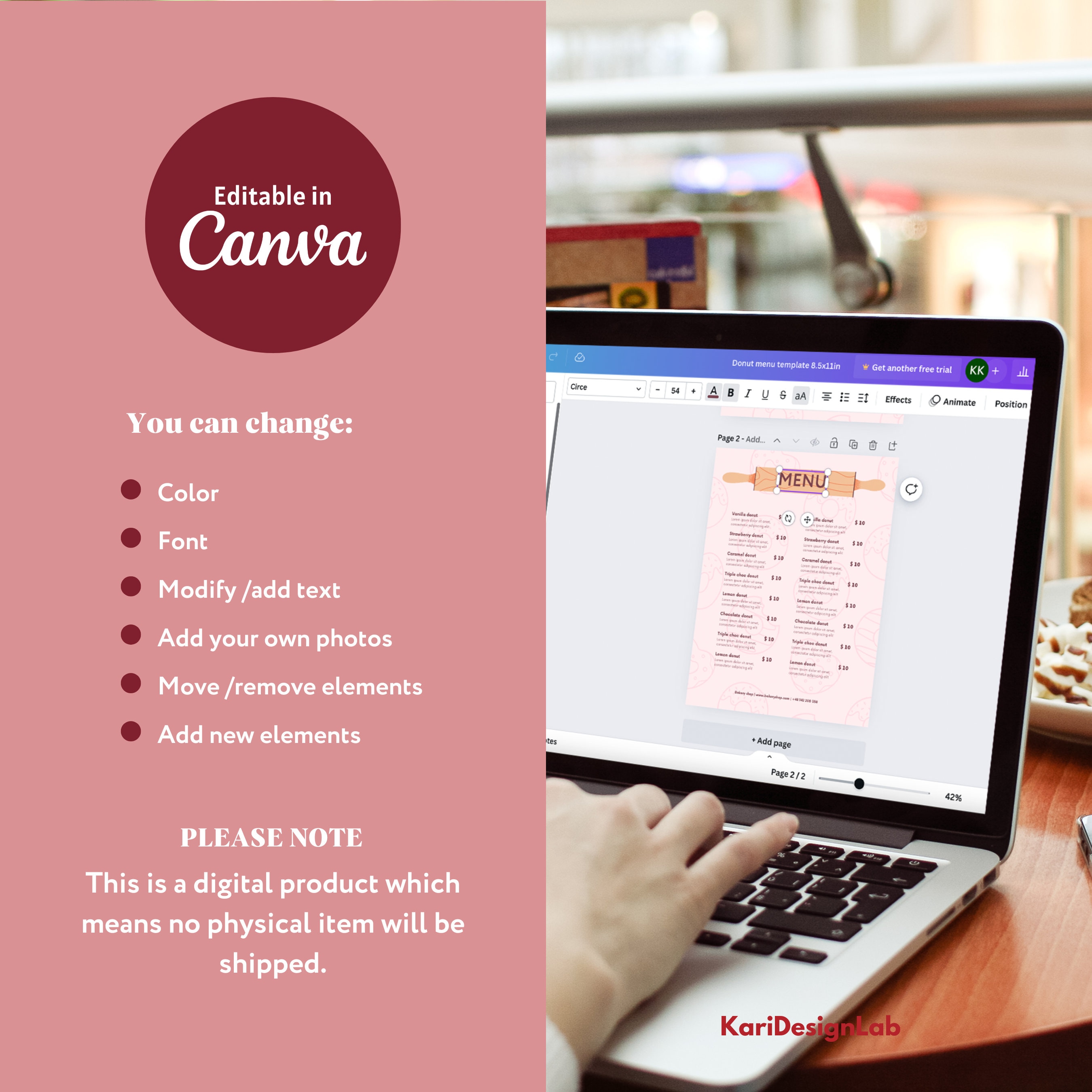 Donut Menu Templates, Bakery Template, Bakery Business, Donut Price ...