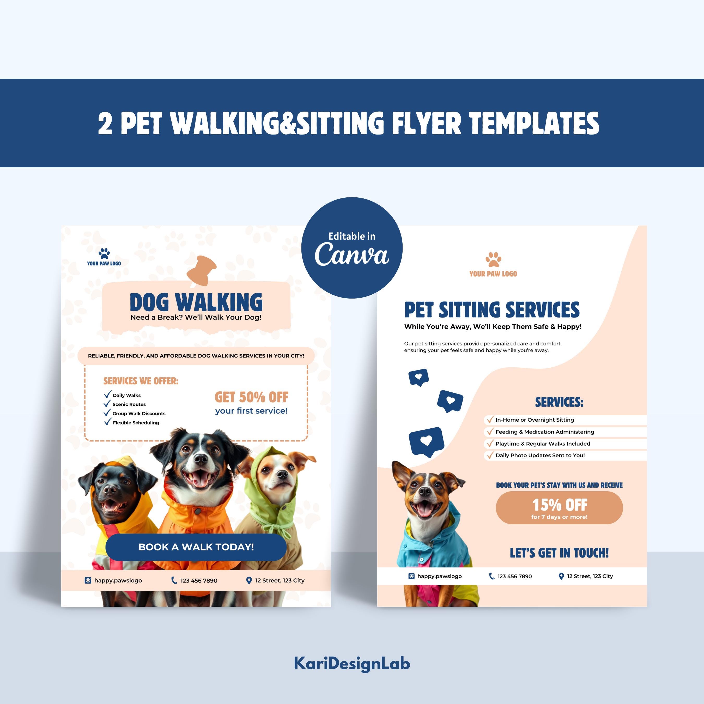 Dog Walker Flyer, Pet Walker Flyer, Pet Sitter Flyer, Dog Walker ...