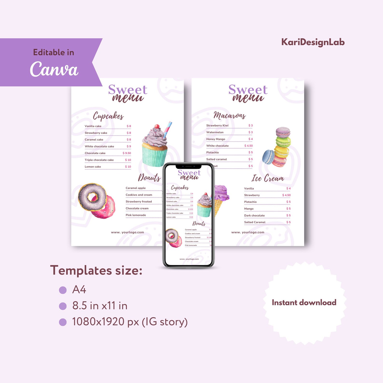 Bakery Menu, Bakery Price List, Cute Bakery Menu, Editable Canva ...