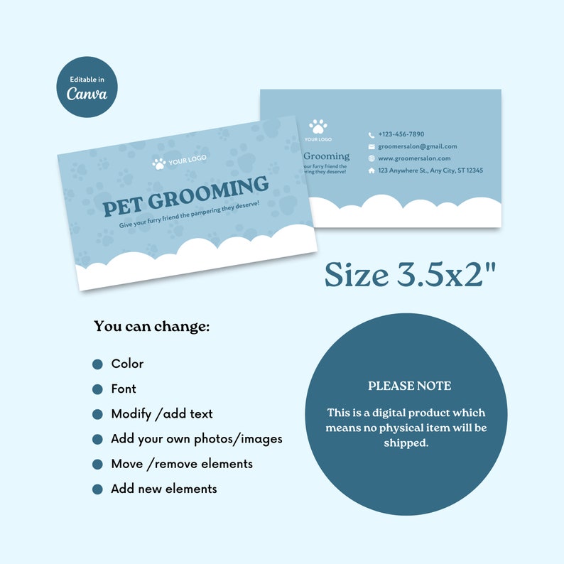 Dog Grooming Business Cards, Pet Grooming Business, Pet Business ...